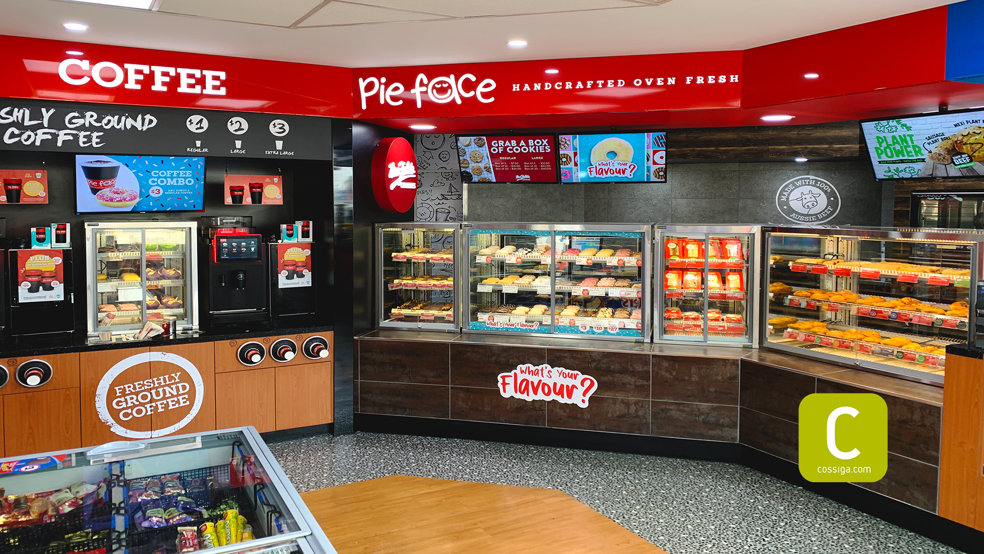 Cossiga STG counter-top cabinets for Pie Face stores